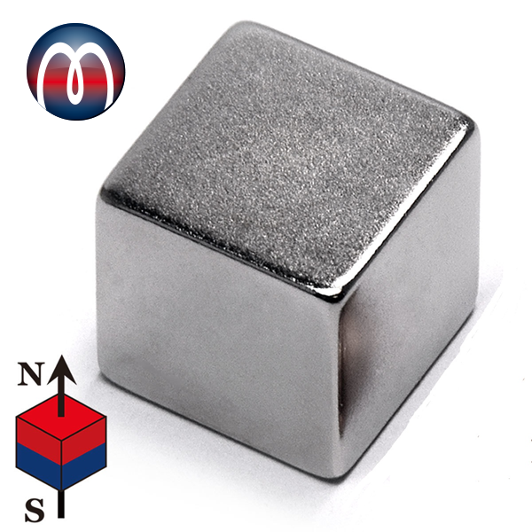 Strong Neodymium Rare Earth Cube Magnet 20 x 20 x 20 mm NdFeB N45 nickel plated holds 25 kg Magnosphere Shop